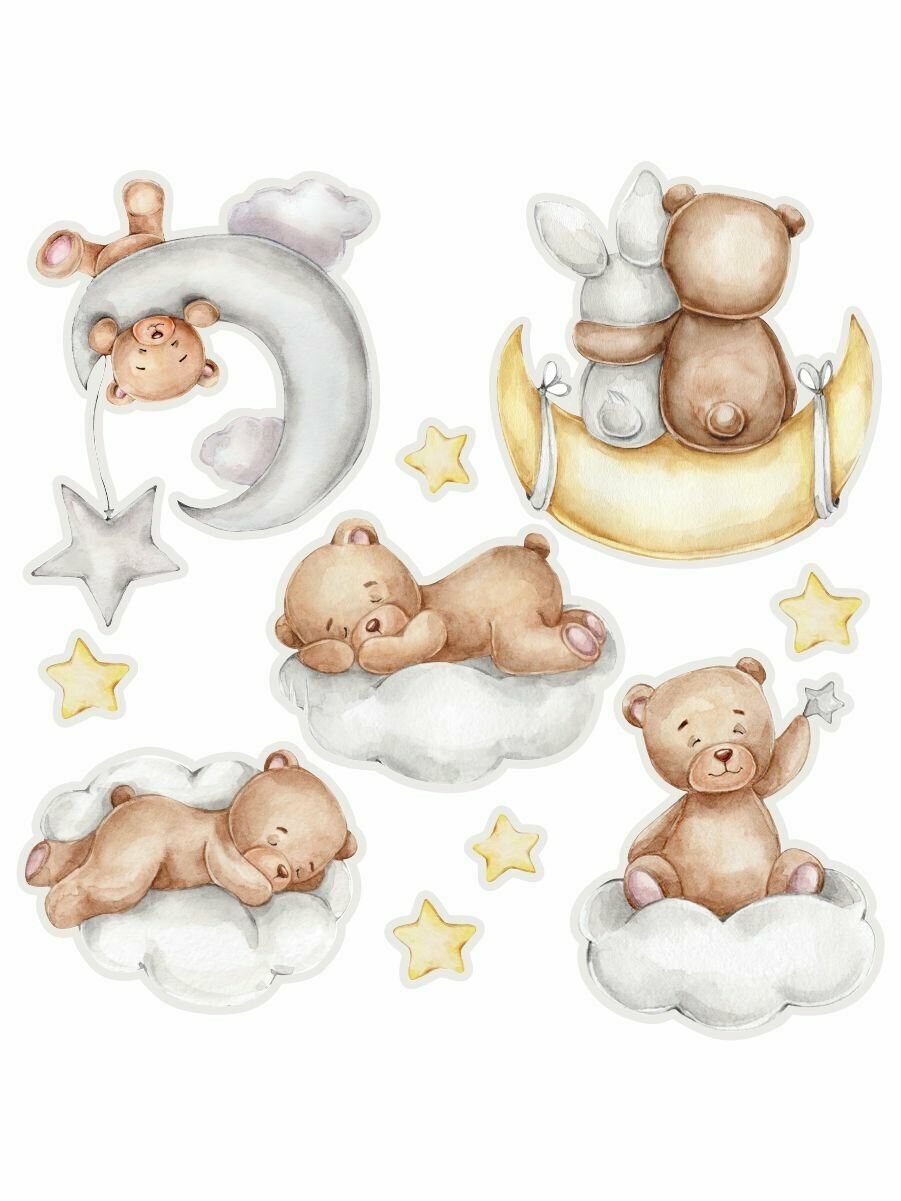 Наклейки-сон мишки на облаке