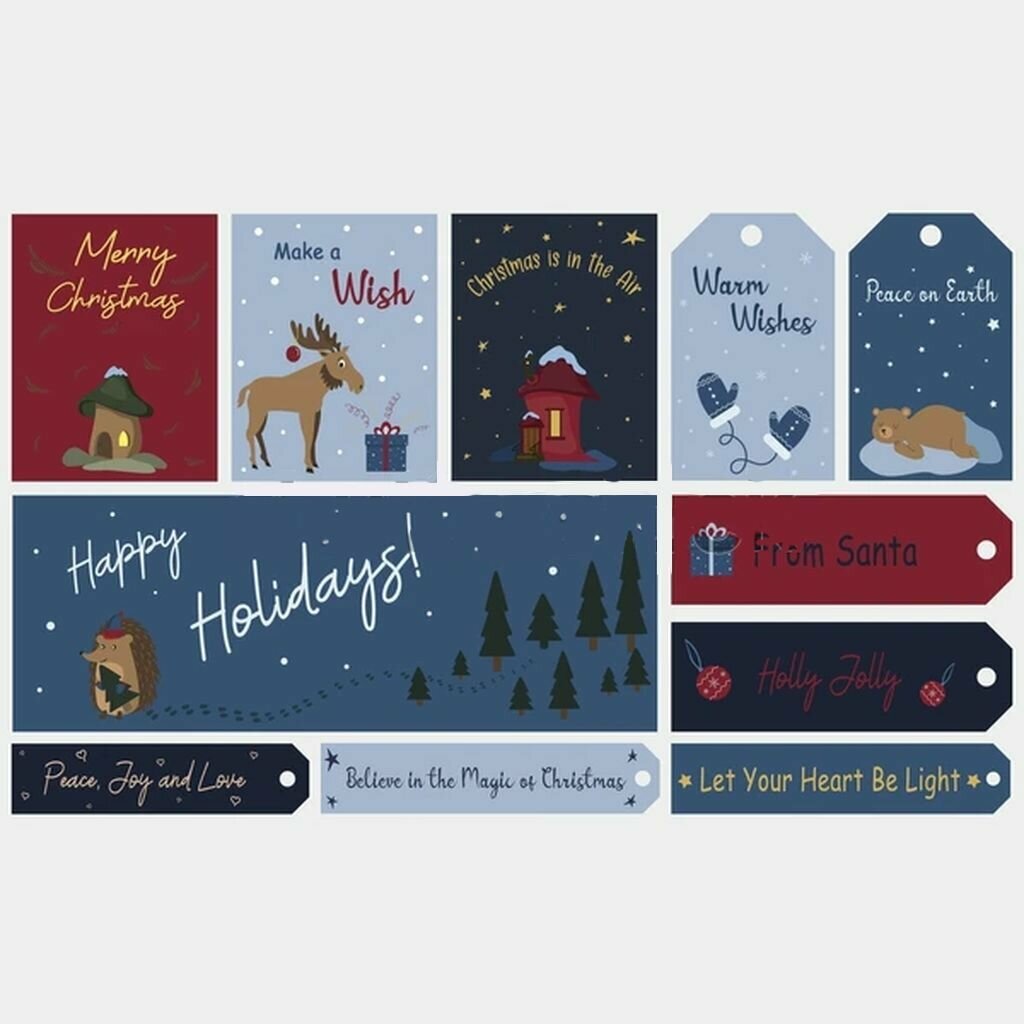 Наклейки стикеры Новогодние открытки