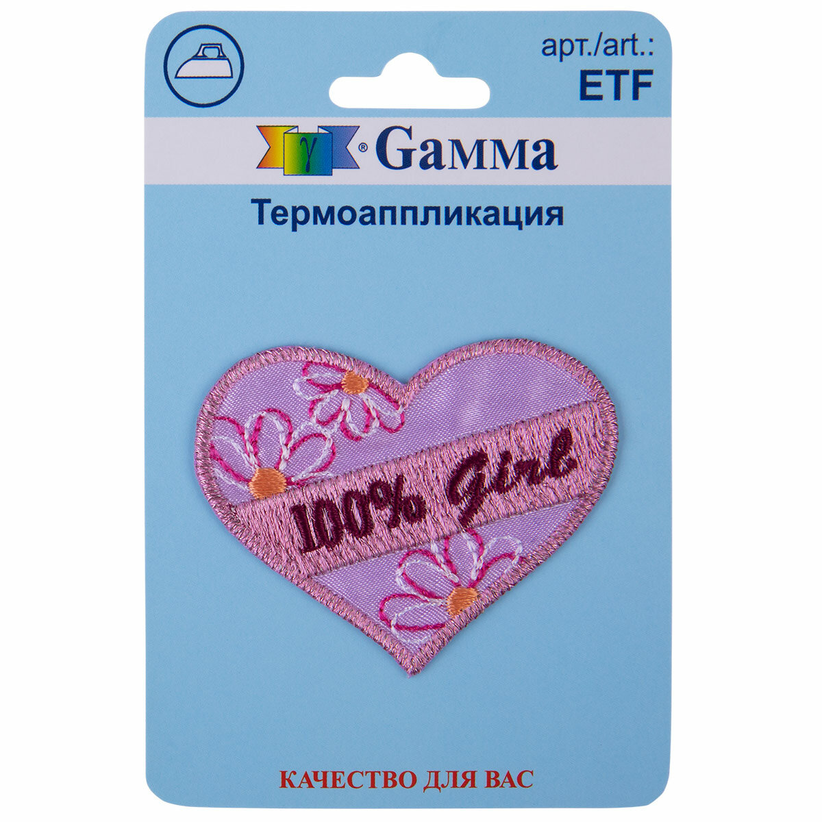 Gamma ETF Термоаппликация Сердце 5.5×4.5 см 01-339 100%girl 1 шт для одежды детских вещей