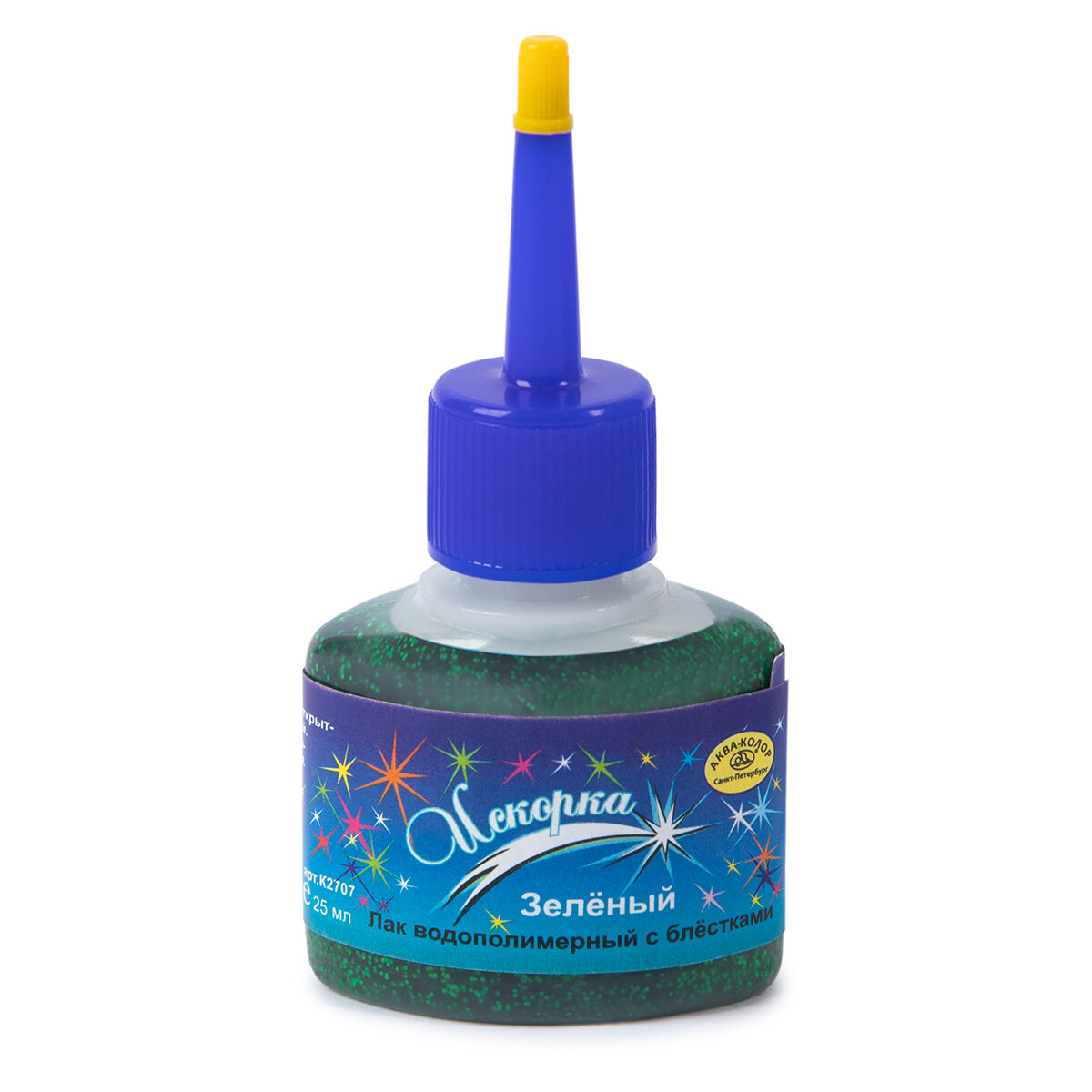 Лак водополимерный "Аква-колор" с блёстками «Искорка» 25 мл зелёный К2707