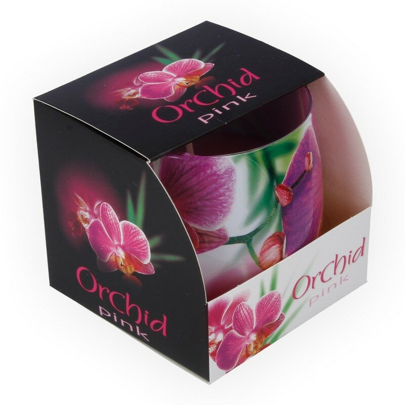 BARTEK Свеча в стакане Орхидея, диаметр 8 см, высота 7,5 см, 100 г, ассортимент