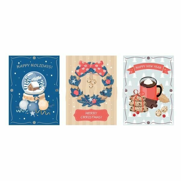 Наклейки стикеры Новогодние открытки