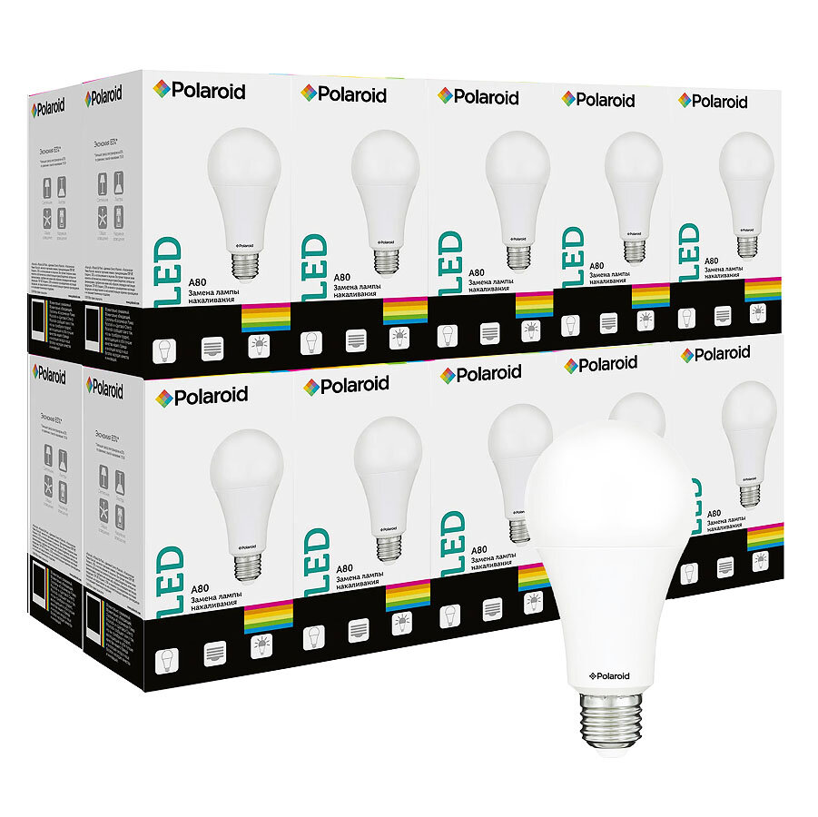 Светодиодная лампа Polaroid 220V A80 20W 3000K E27 1800lm (20 шт.)