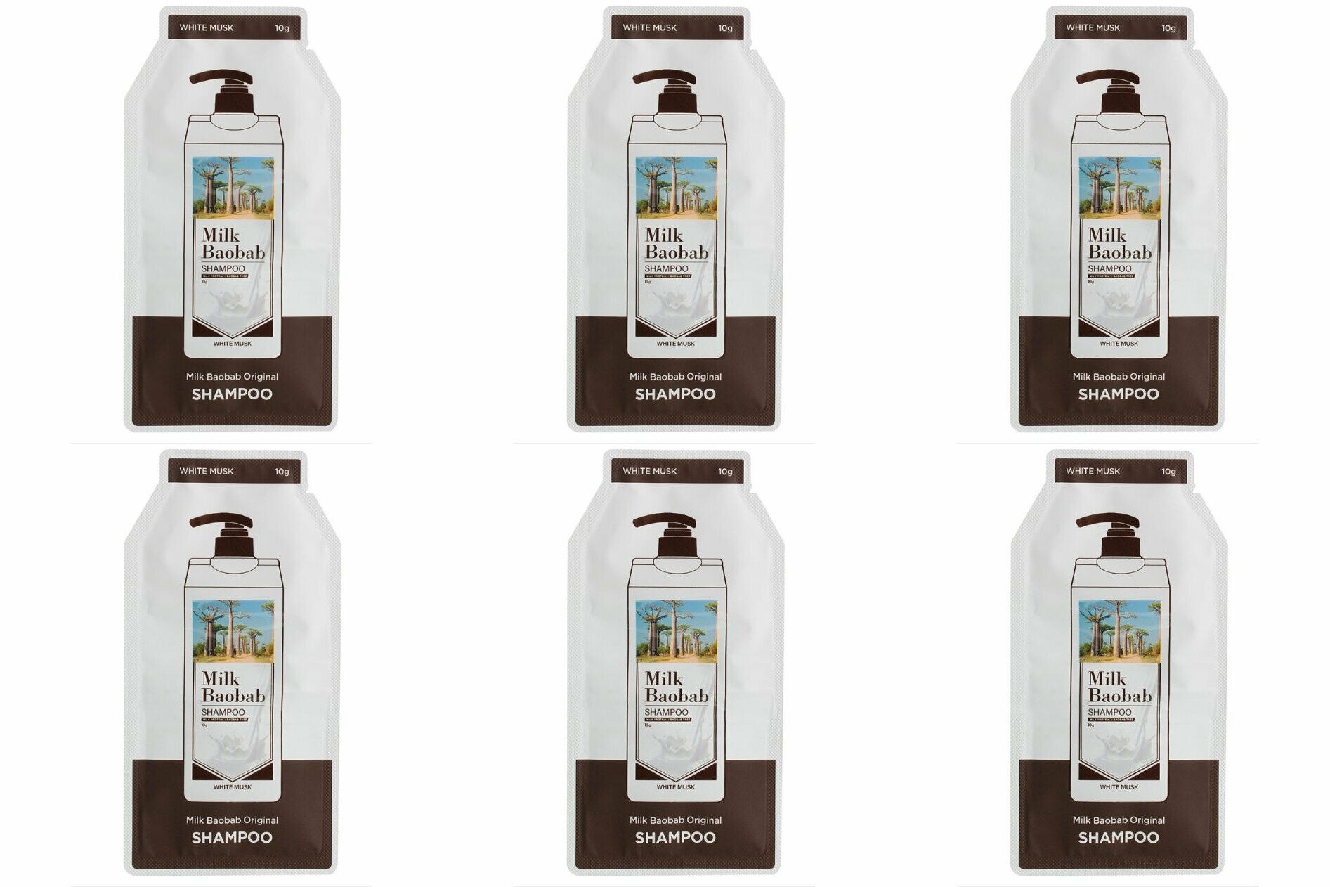 MILK BAOBAB Шампунь для волос Original Shampoo White Musk Pouch 10 мл 6 шт