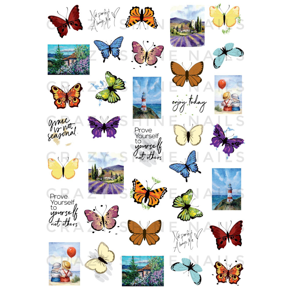 Слайдер-дизайн Crazy Shine Nails mini №1153 Летние бабочки