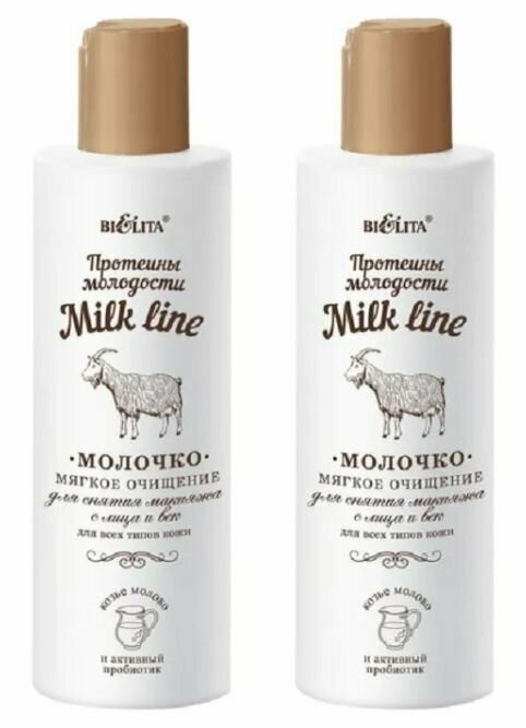 Белита Молочко для снятия макияжа с лица и век Milk Line, 200 мл, 2 шт