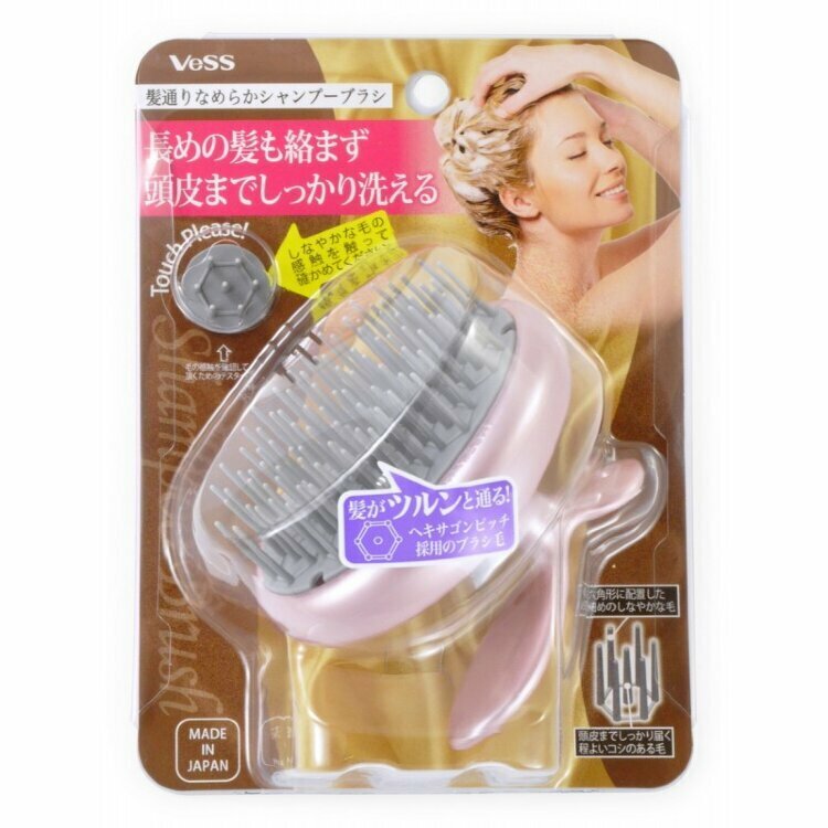 VeSS Массажная щетка для мытья головы Hairdressing Smooth Shampoo Brush, розовая