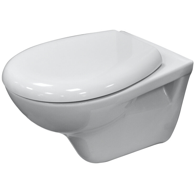 Унитаз подвесной Kale (Кале) Optimum безободковый с сиденьем без микролифта, белый 310200100080 + 410200400051