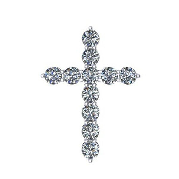 Крестик, серебро, 925 проба, родирование, фианит