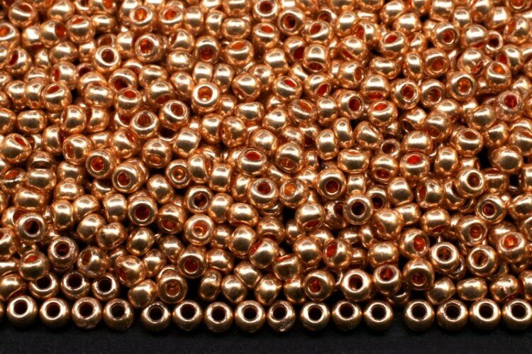 Бисер чешский PRECIOSA круглый 10/0 18589 золотой металлик, 20 грамм