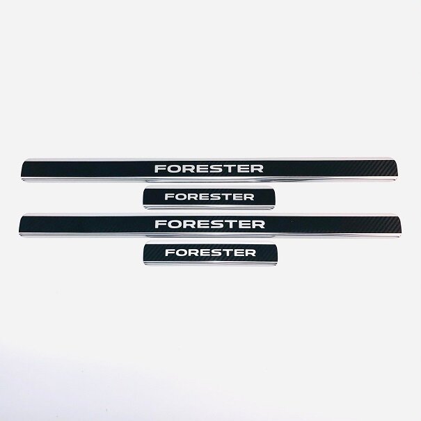 Накладки на пороги из нержавеющей стали + карбон для SUBARU Forester 2012-