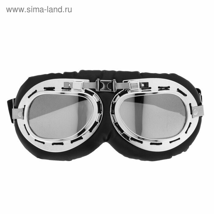 Очки для езды на мототехнике ретро , стекло хром , черные