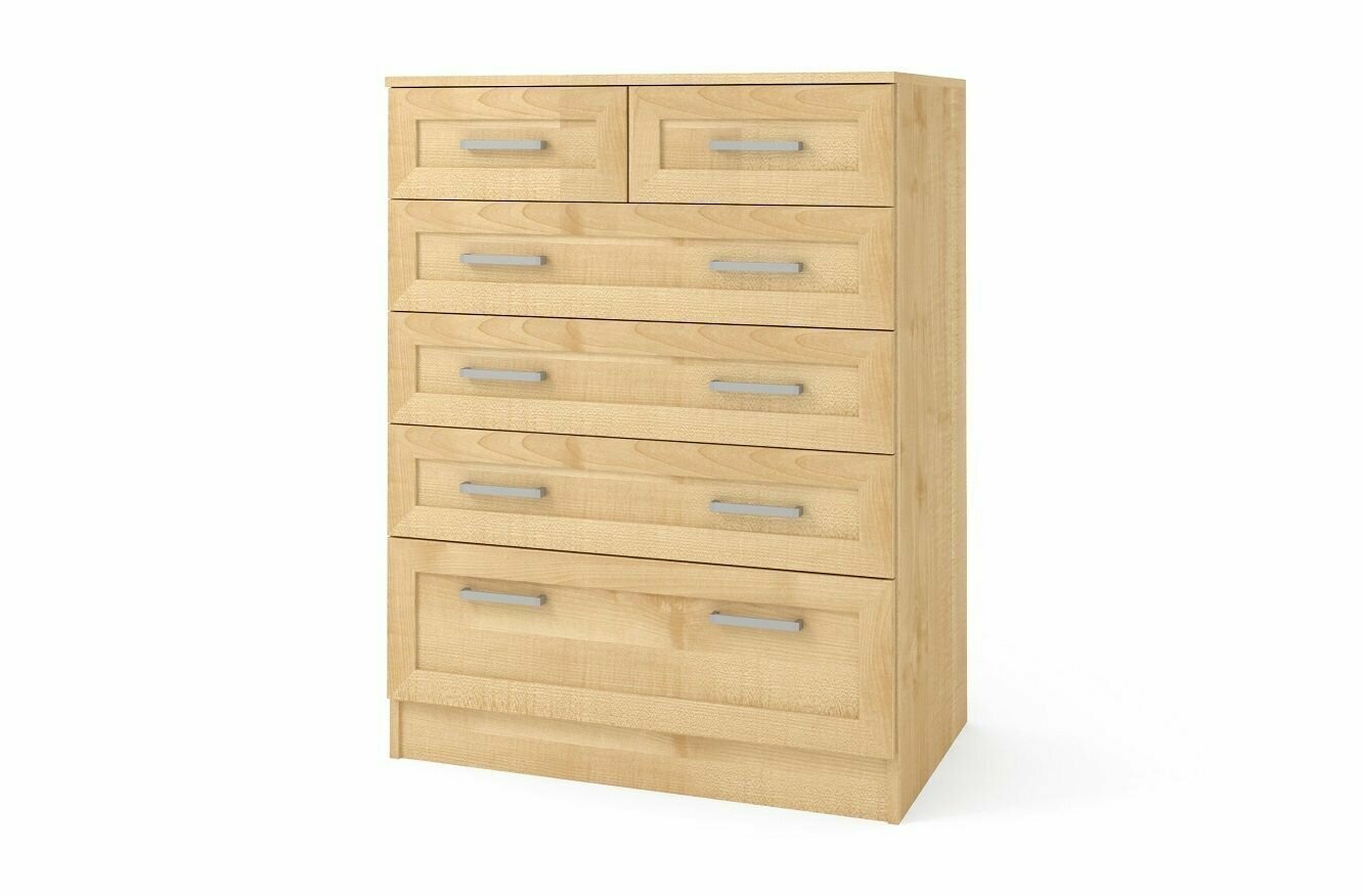 Комод К-5 80х50х108 6 ящиков, клен танзау, рамка квадро