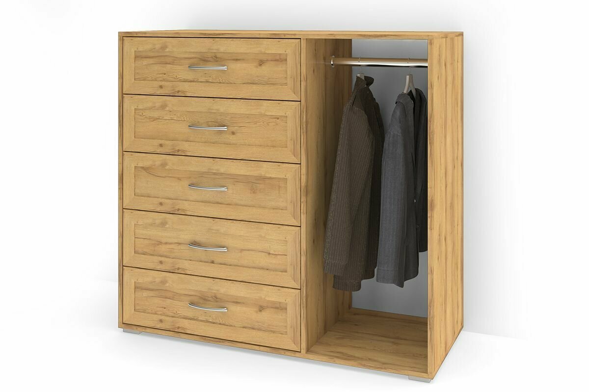 Комод МногоМеб № 12 М дуб золотистый, штанга, рамка квадро, ЛДСП