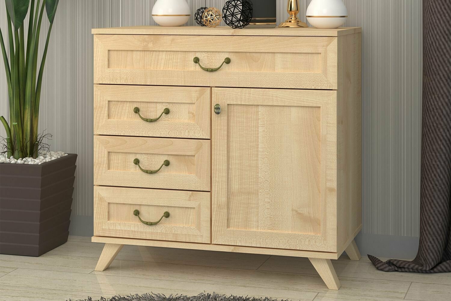 Комод Ренди 29М 80х40х80 клен танзау, рамка квадро МДФ, ножка №1