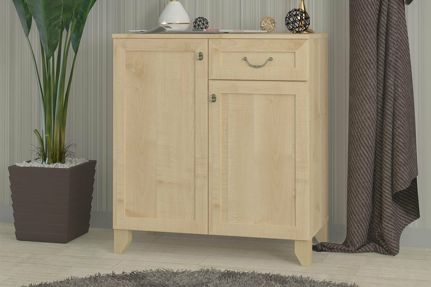 Комод Ренди 2М 80х40х90 клен танзау, рамка квадро МДФ, ножка №3