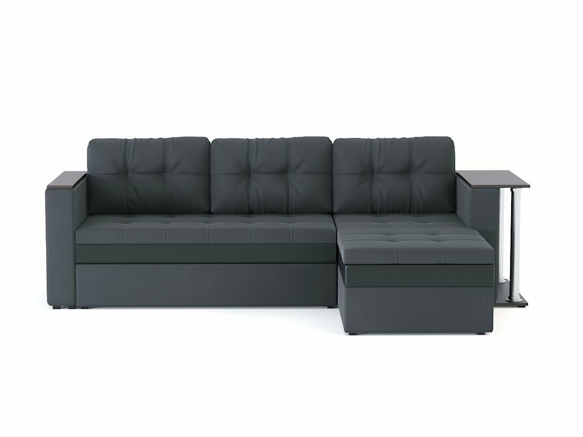 Угловой диван Атланта Эконом дельфин, велюр Зара Грей 18, столик, правый угол