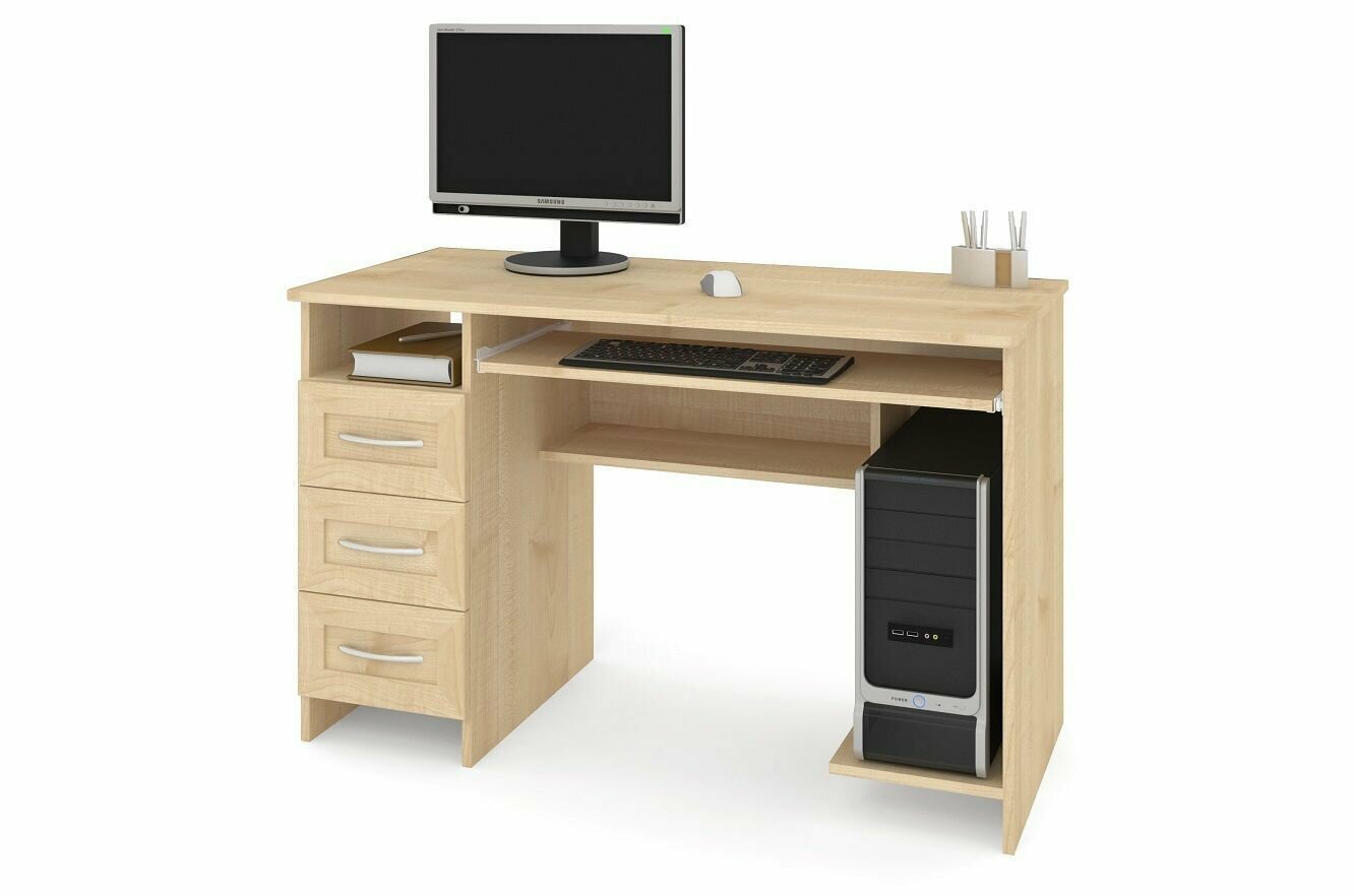 Стол компьютерный СП-22 МДФ клен танзау, ящики слева, рамка квадро