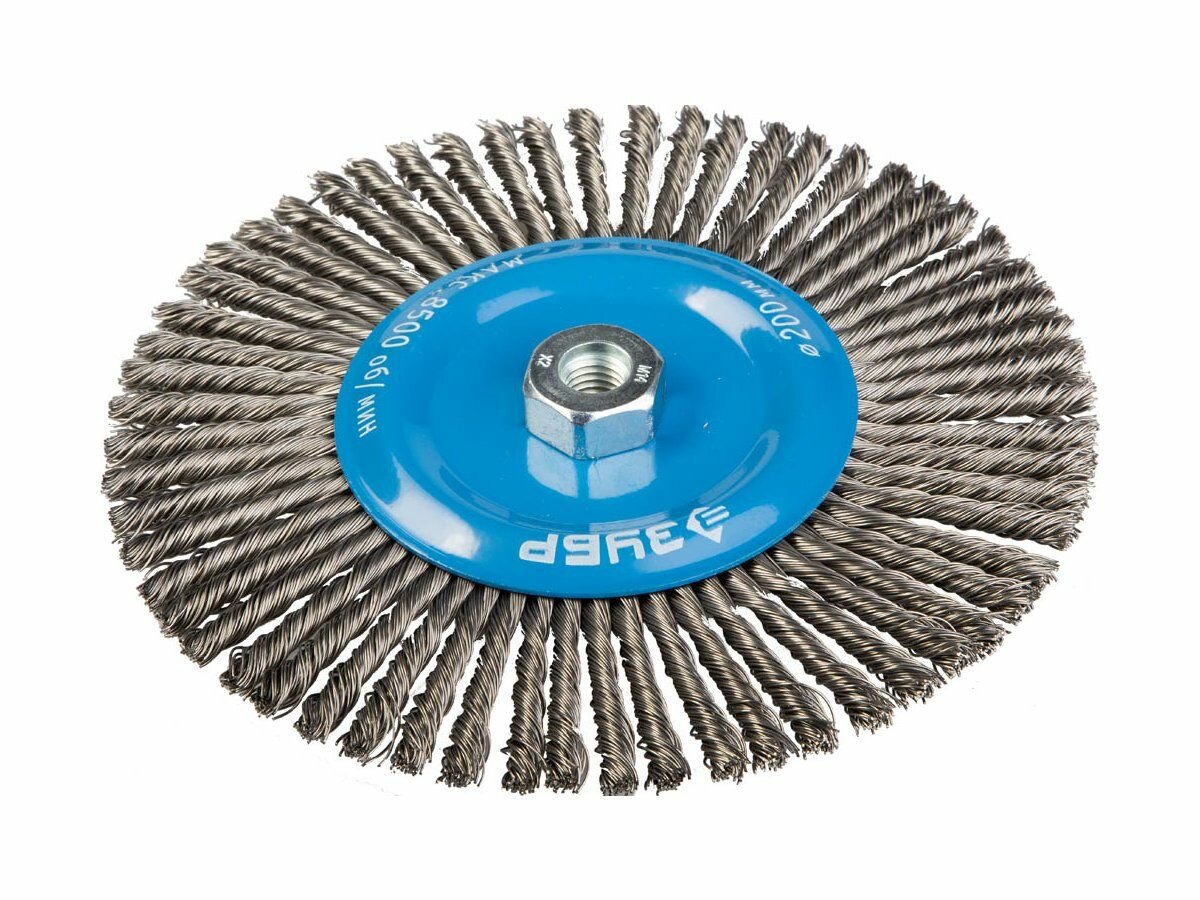 Щетка дисковая для УШМ плетеные пучки стальной проволоки 200 мм М14 Зубр профи 35192-200_z02