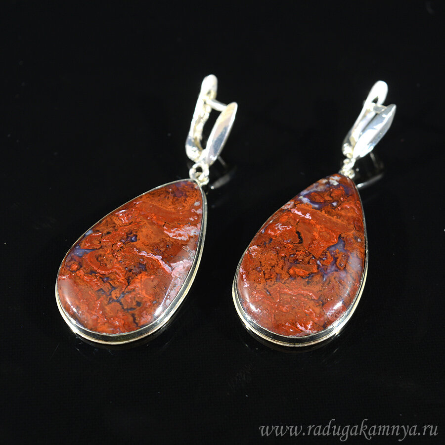 Серьги с подвесками, агат