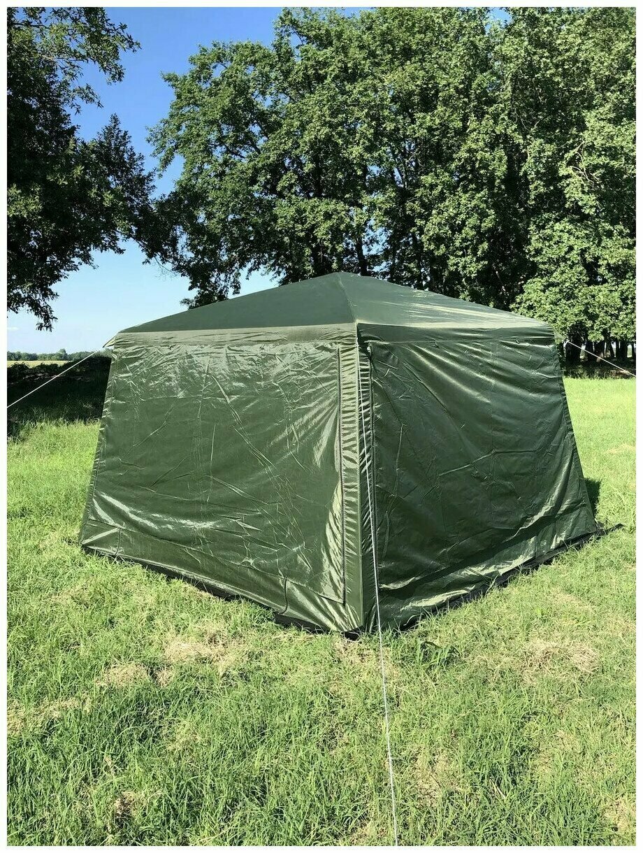 Шатер для отдыха на даче, пикнике, рыбалке 320х320х235 см. стальной оцинкованный усиленный каркас. 2 входа, органайзер.