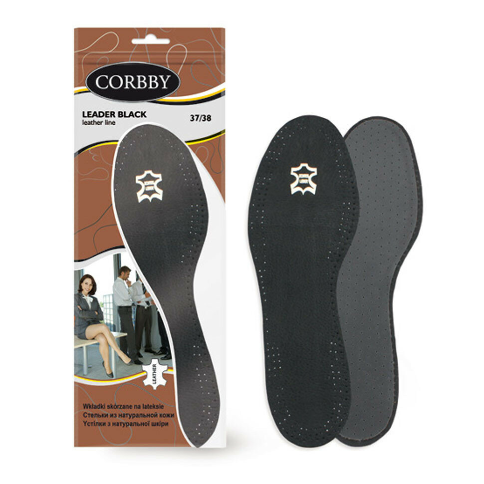 Стельки CORBBY из натуральной кожи Leder black, черные. (41-42)