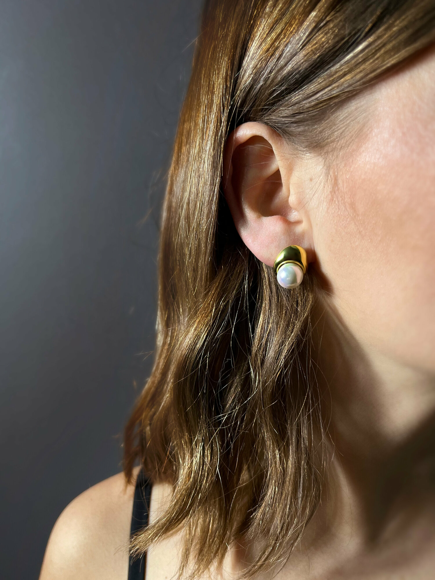 Серьги пусеты, жемчуг имитация