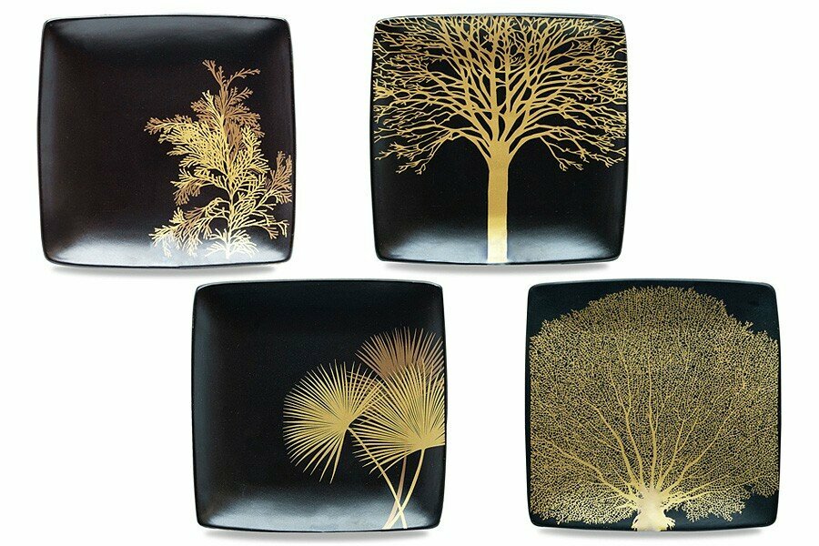 Набор тарелок Singapore, чёрный, 21x21 см, 4 шт (WD Lifestyle)