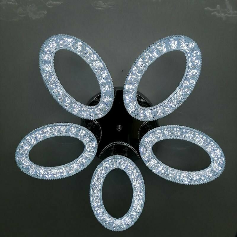 Люстра 800/5 черная белый 120W LED 3000-6500K ПДУ диммер d600 h90