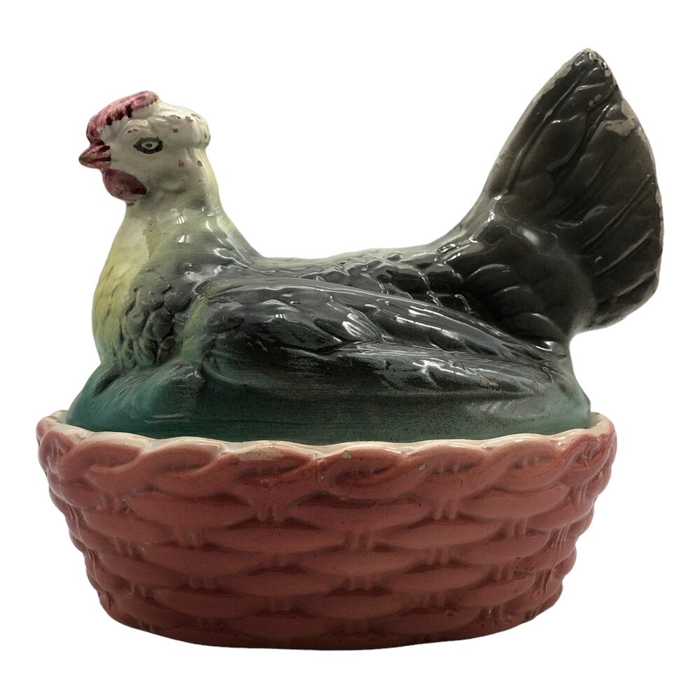 Фарфоровая масленка "Курочка" 1889-1917 гг, Кузнецов, Российская Империя (3)