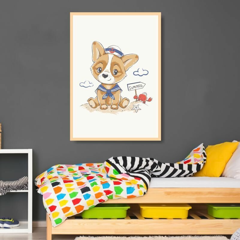 Постер Собака-Морячок Для Детской Вертикальный 30х40 см в тубусе ПолиЦентр