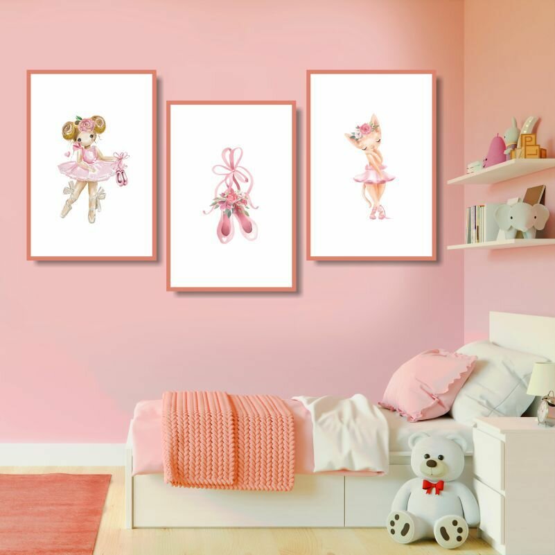Набор постеров для интерьера Мечты О Балете для детской Вертикальный 40х50 см в тубусе ПолиЦентр, 3 шт
