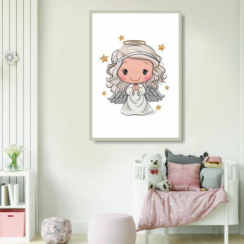 Постер для интерьера Ангелочек на стену для детской вертикальный 60х90 см в тубусе ПолиЦентр