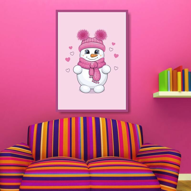 Постер для интерьера на стену Новый Год Снеговичок для детской Вертикальный 40х50 см в тубусе ПолиЦентр