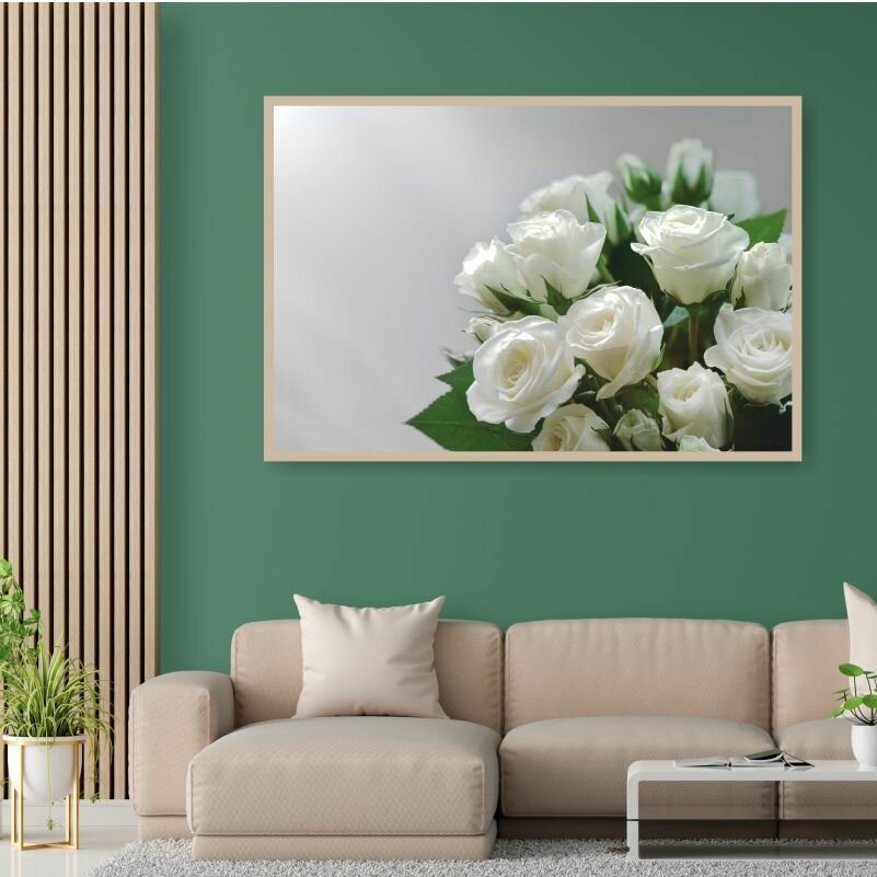 Постер для интерьера Букет Белых Роз 40х30 см в тубусе ПолиЦентр