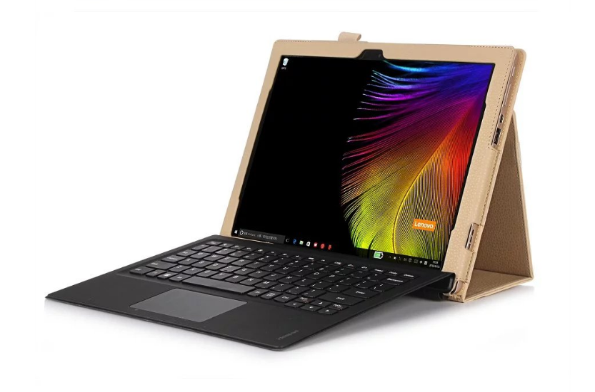 Защитный чехол MyPads бизнес класса для Lenovo Miix 700 m7 / m3 / Miix 4 12" с визитницей и держателем для руки золотой натуральная кожа