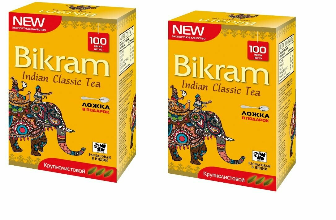 Bikram Чай чёрный Big Leaf, 100 г - 2 шт.