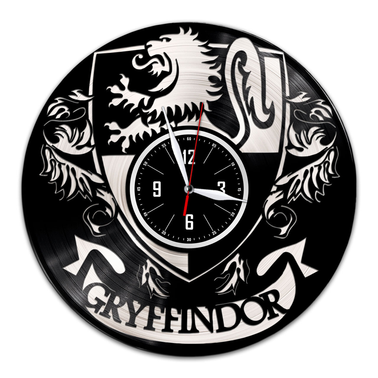 Гарри Поттер - настенные часы из виниловой пластинки (с серебряной подложкой)