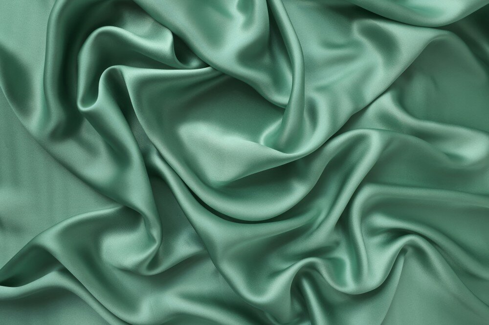 Ткань шелковый атлас шалфейного цвета, ширина 1.41 м