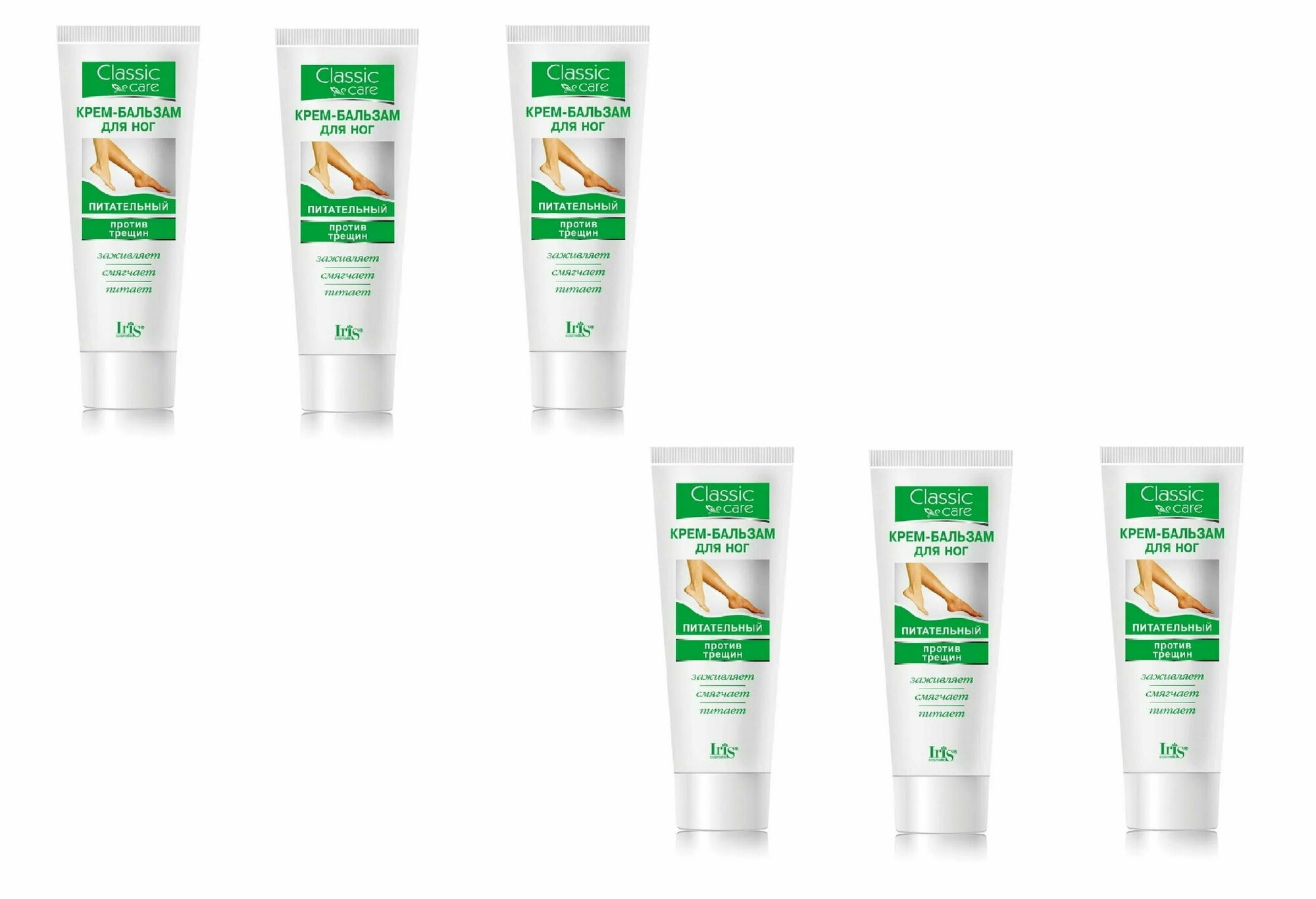 Iris cosmetic Крем-бальзам для ног питательный против трещин 100 мл, 6 штук