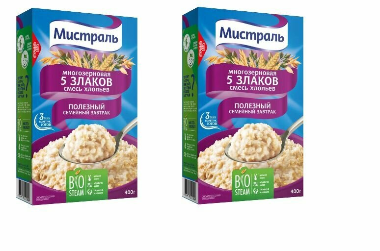 Мистраль Хлопья Смесь 5 злаков 400 г, 2 шт./