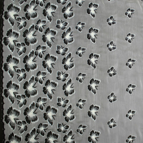 Вышивка на шифоне Ткани-100, 100% полиэфир, плательная, 1,0 м, мультиколор