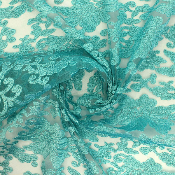 Вышитая плательная ткань Ткани-100, для рукоделия, 1.0х1.4м, 100% полиэстер, рельефный узор