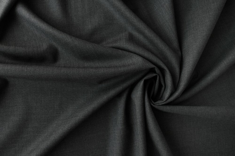 Ткань темно-серая шерсть однотонная, ширина 1.53 м