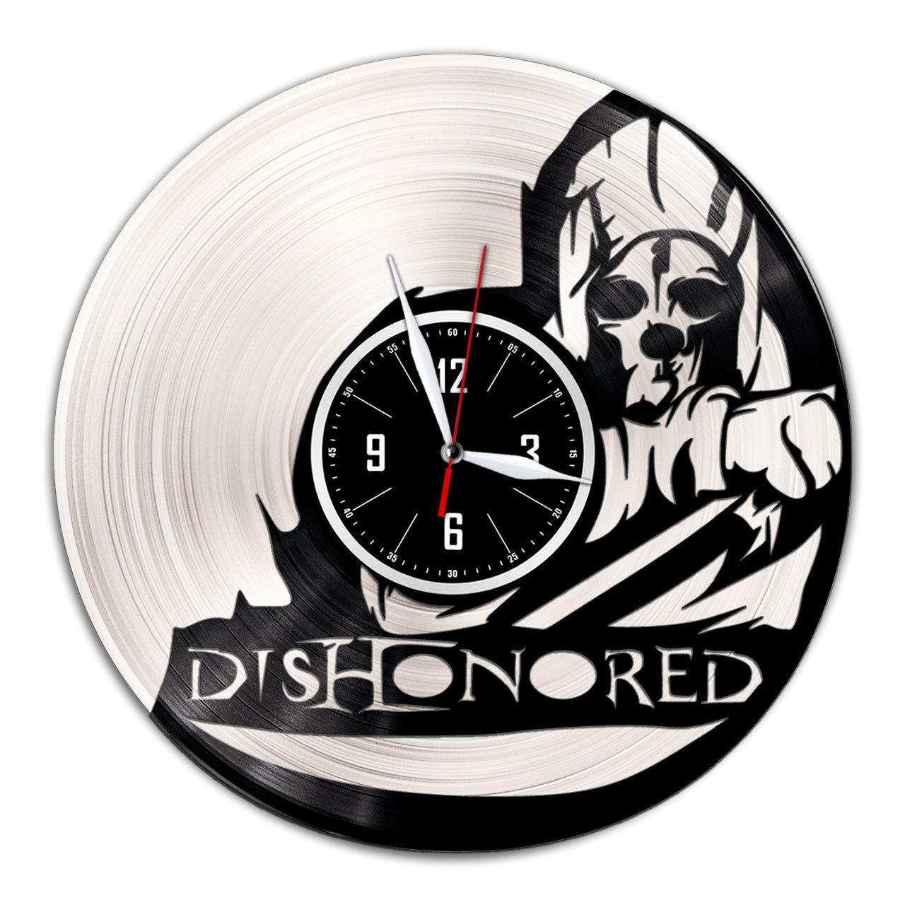 Dishonored - настенные часы из виниловой пластинки (с серебряной подложкой)