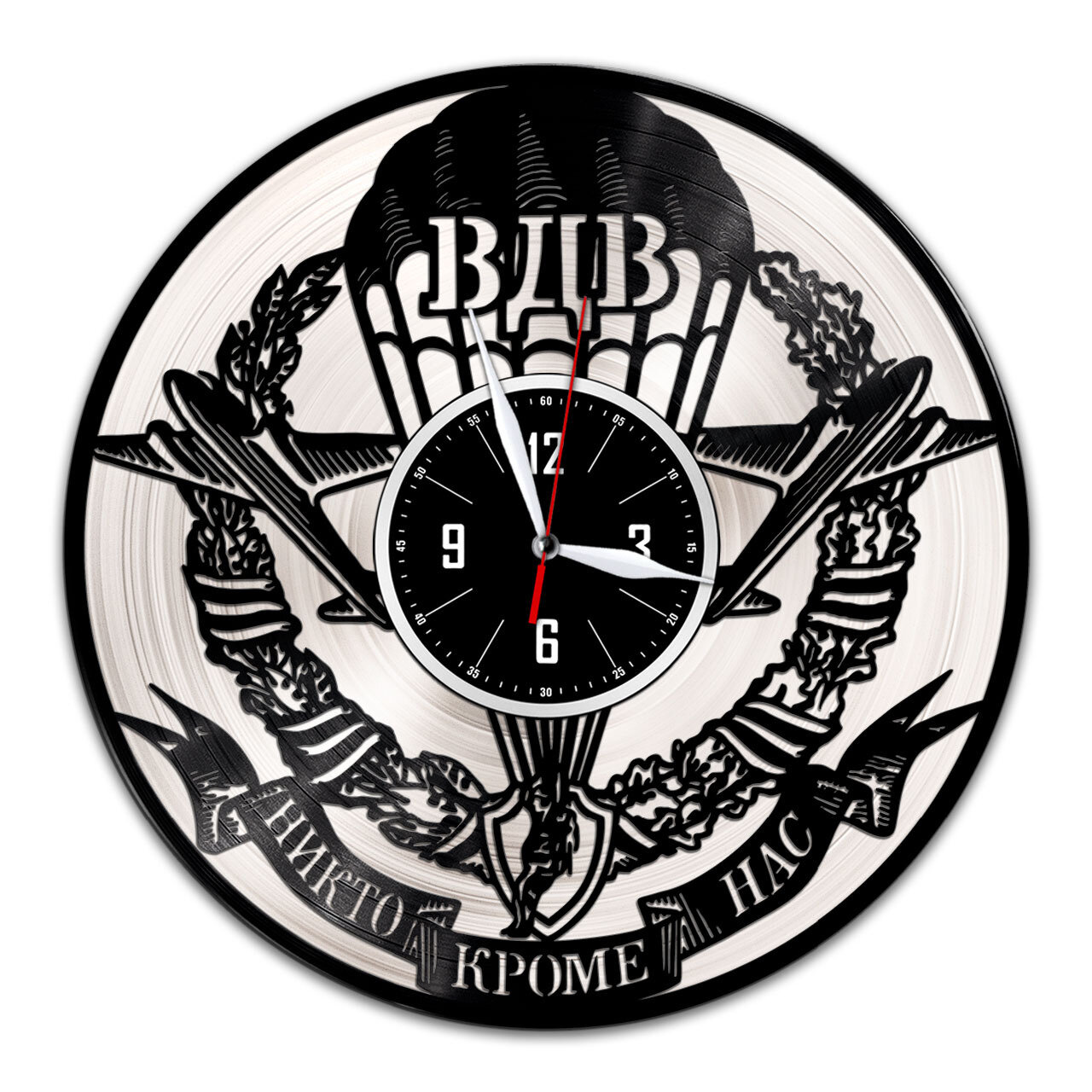 ВДВ - настенные часы из виниловой пластинки (с серебряной подложкой)