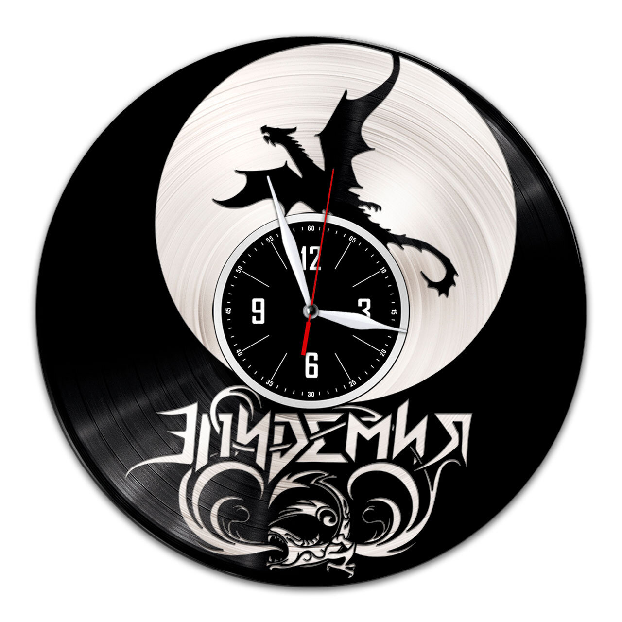 Эпидемия - настенные часы из виниловой пластинки (с серебряной подложкой)