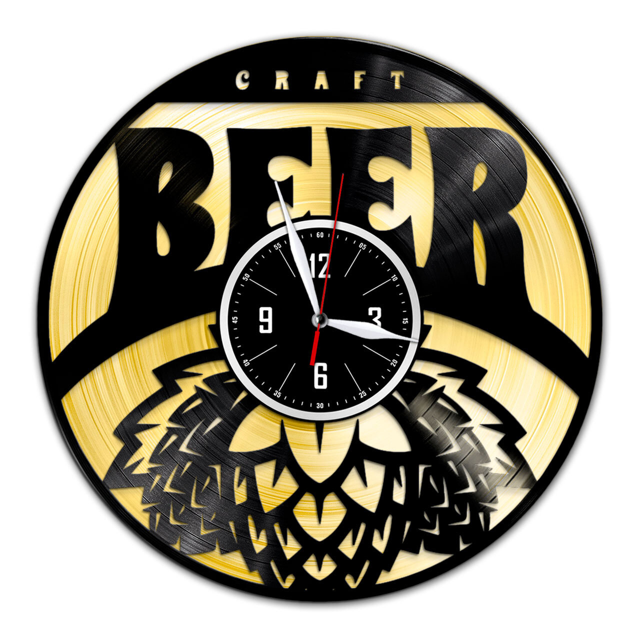 Beer - настенные часы из виниловой пластинки (с золотой подложкой)