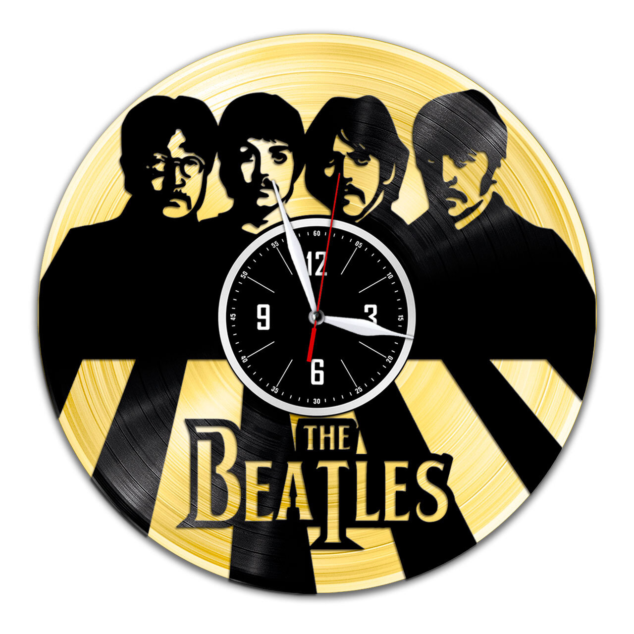 The Beatles - настенные часы из виниловой пластинки (с золотой подложкой)