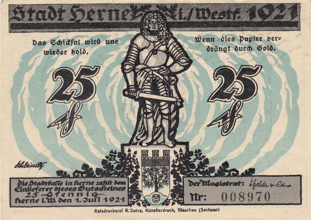 Германия (Веймарская Республика) Herne 25 пфеннигов 1921 г. (4)